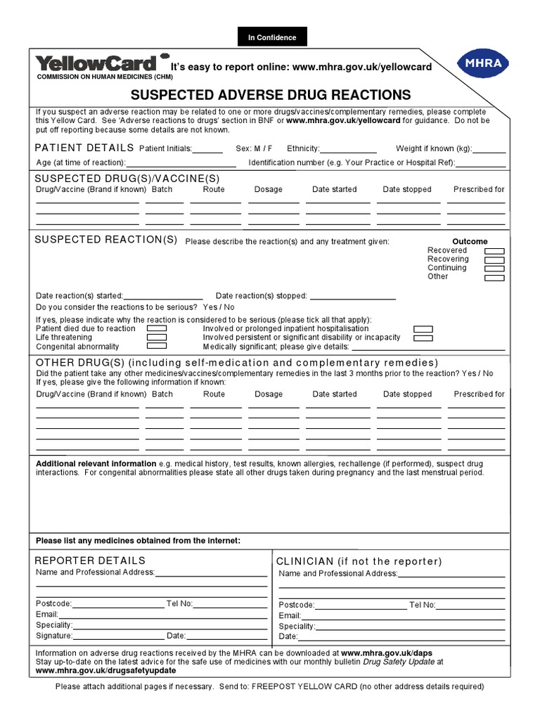 Yellow Card PDF | PDF | Adverse Effect | Medicinal Chemistry