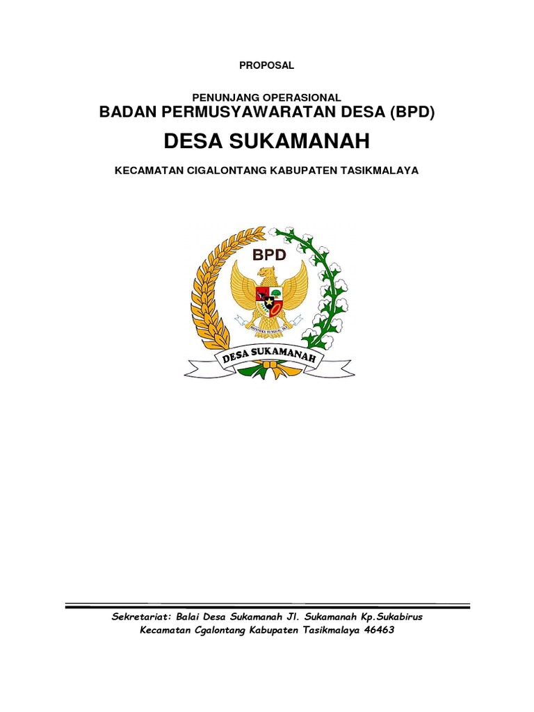 Proposal Anggaran BPD 2019 | PDF