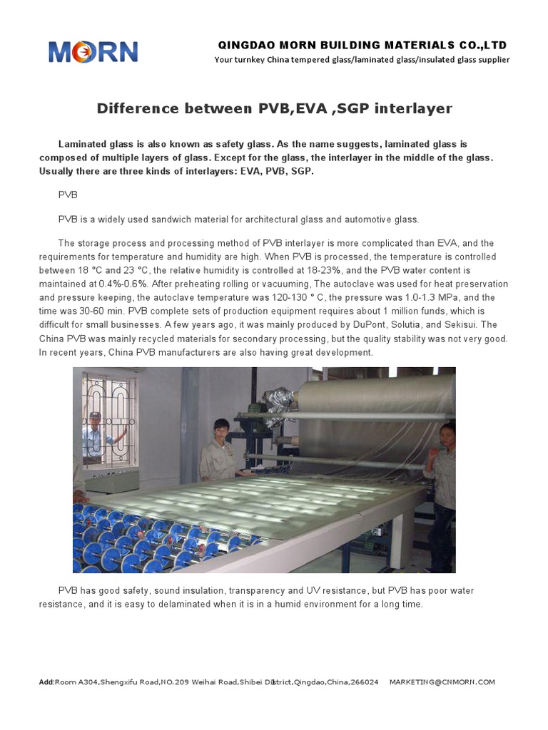 Difference Between PVB, EVA, SGP Interlayer | PDF | Glasses | Glass Engineering And Science