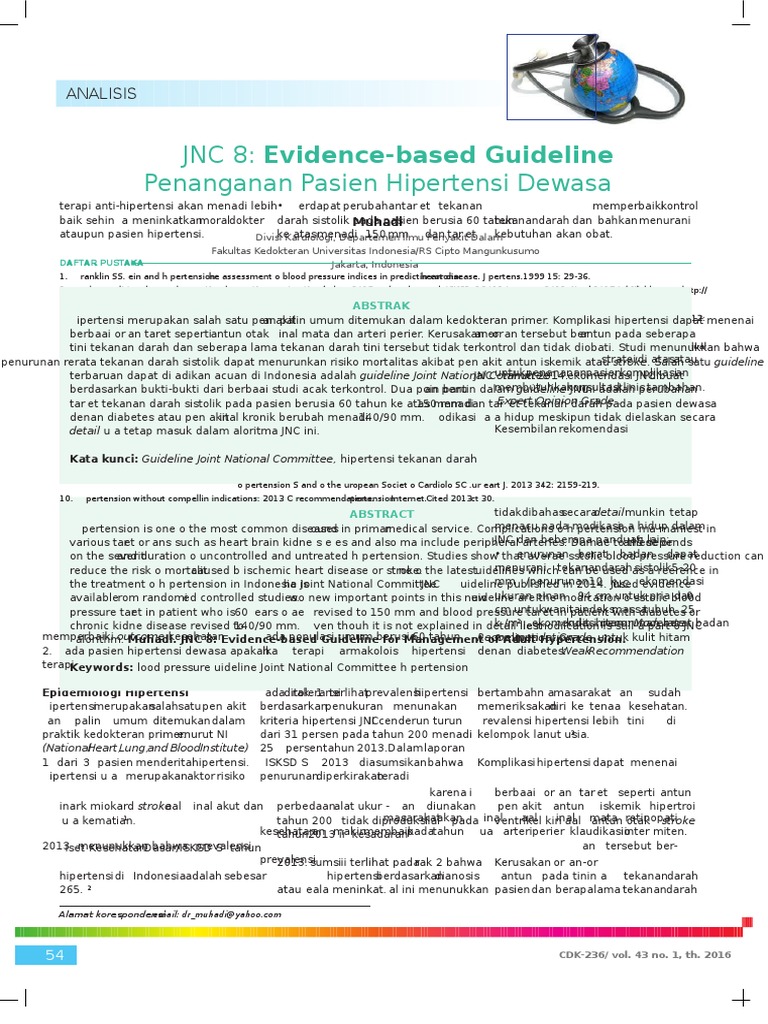 JNC 8 Evidence Based Guideline Penanganan Pasien Hipertensi Dewasa 1 | PDF