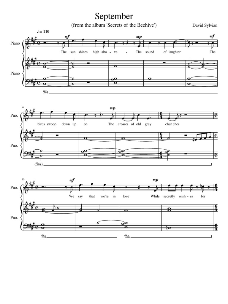 David Sylvian - September Piano | PDF