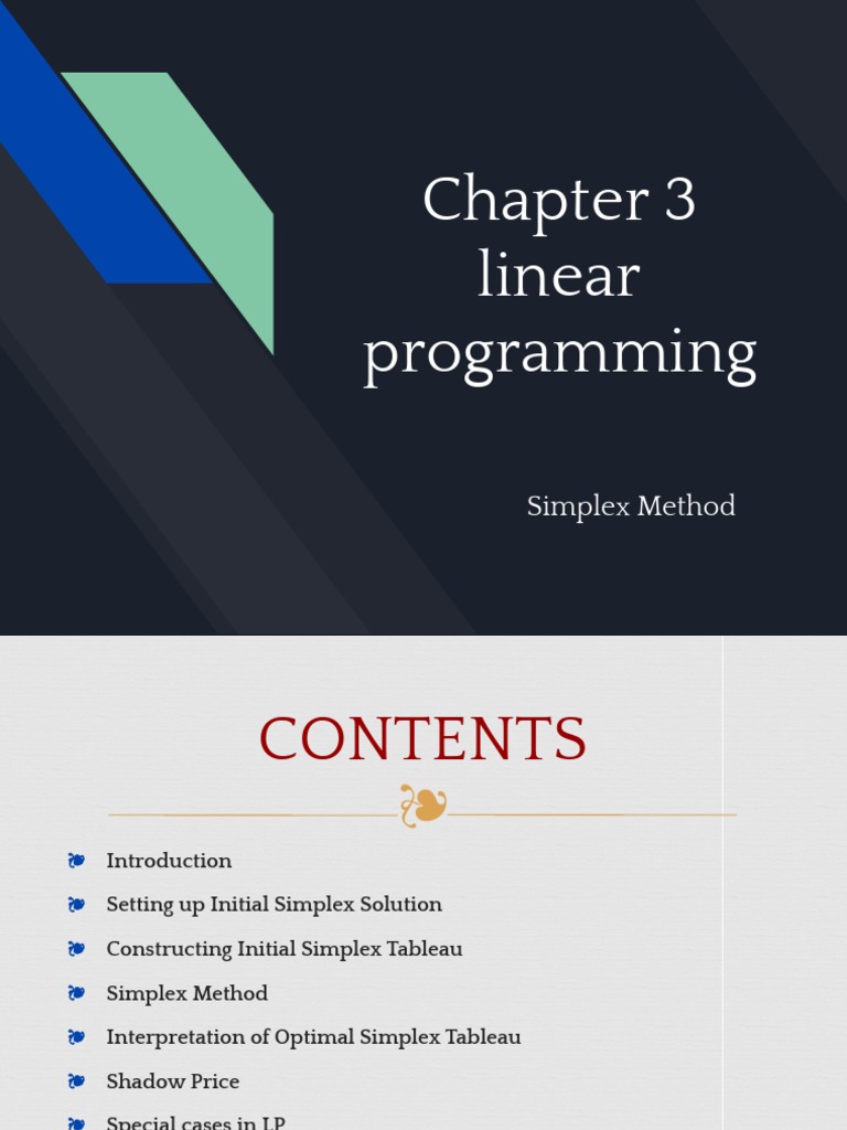 Chapter 3 Simplex Method PDF | PDF | Teaching Mathematics | Mathematical Analysis