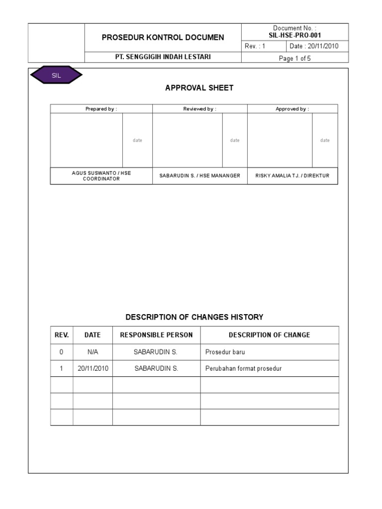 Contoh Prosedur Kontrol Dokument | PDF
