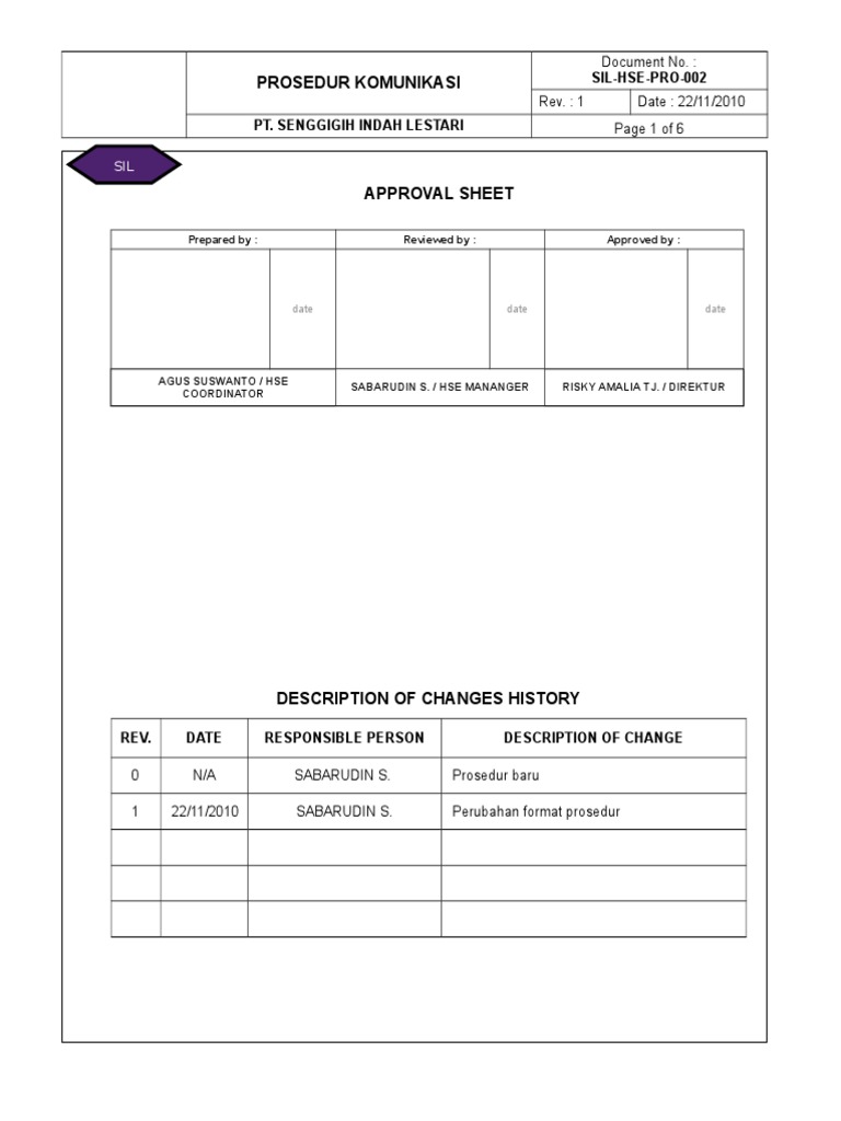 Contoh Prosedur Komunikasi | PDF