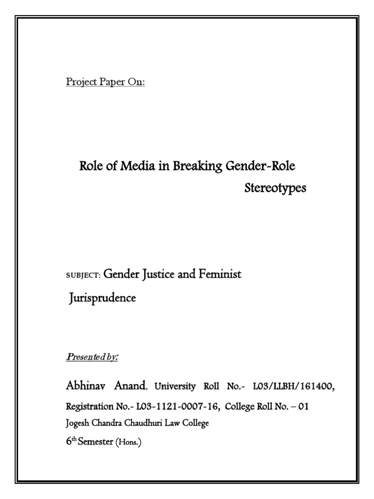 Role of Media in Breaking Gender Role Stereotypes | PDF | Gender Role ...
