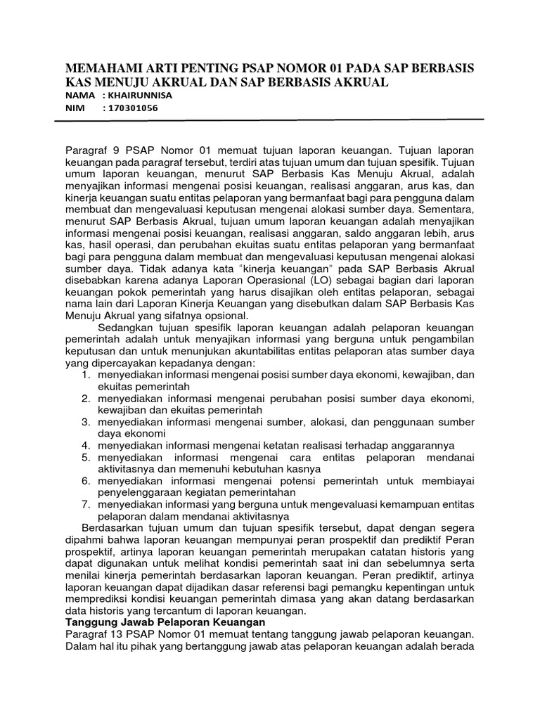 Memahami Arti Penting Psap Nomor 01 Pada Sap Berbasis Kas Menuju Akrual Dan Sap Berbasis Akrual ...