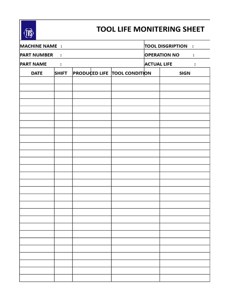 Tool Life Sheet | PDF | Technology & Engineering