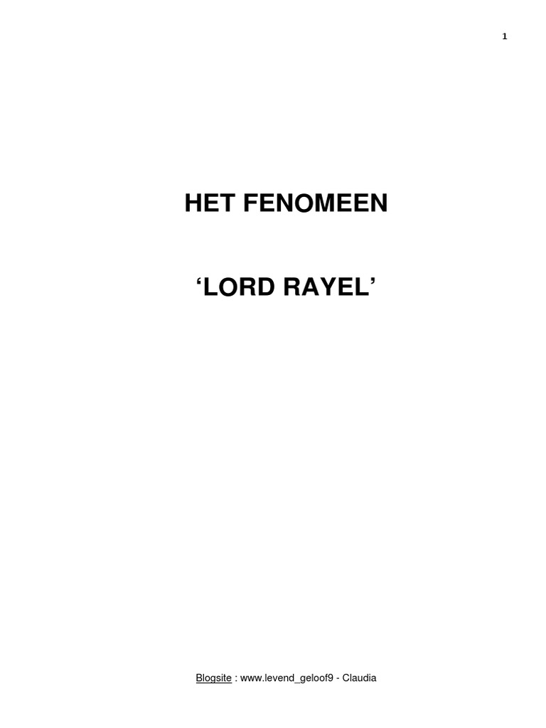 Het Fenomeen 'Lord Rayel' | PDF