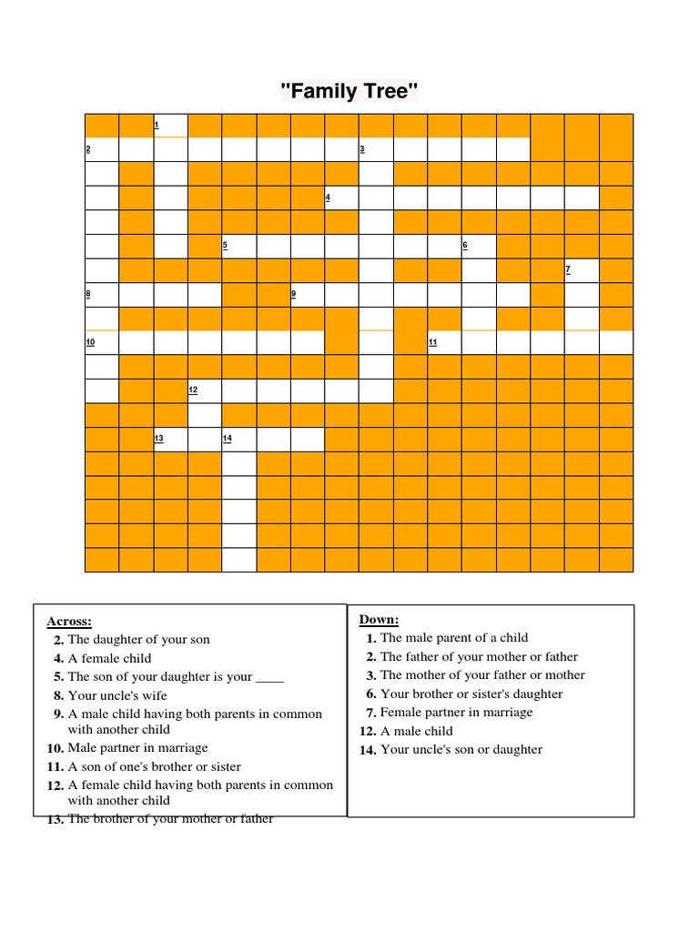 Family Tree Crossword Puzzle | PDF