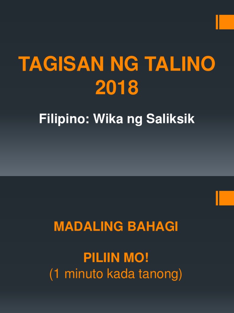 Tagisan NG Talino 2018 | PDF