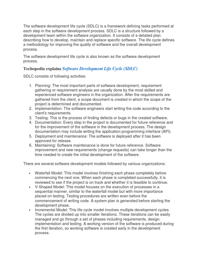 The Software Development Life Cycle | PDF | Software Development ...