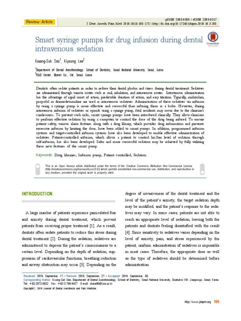 Smart Syringe Pumps For Drug Infusion During Dental | PDF | Intravenous ...