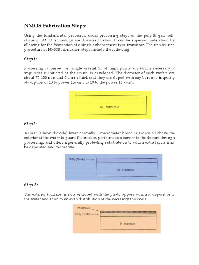 Nmos Fabrication | PDF | Semiconductor Device Fabrication | Wafer ...