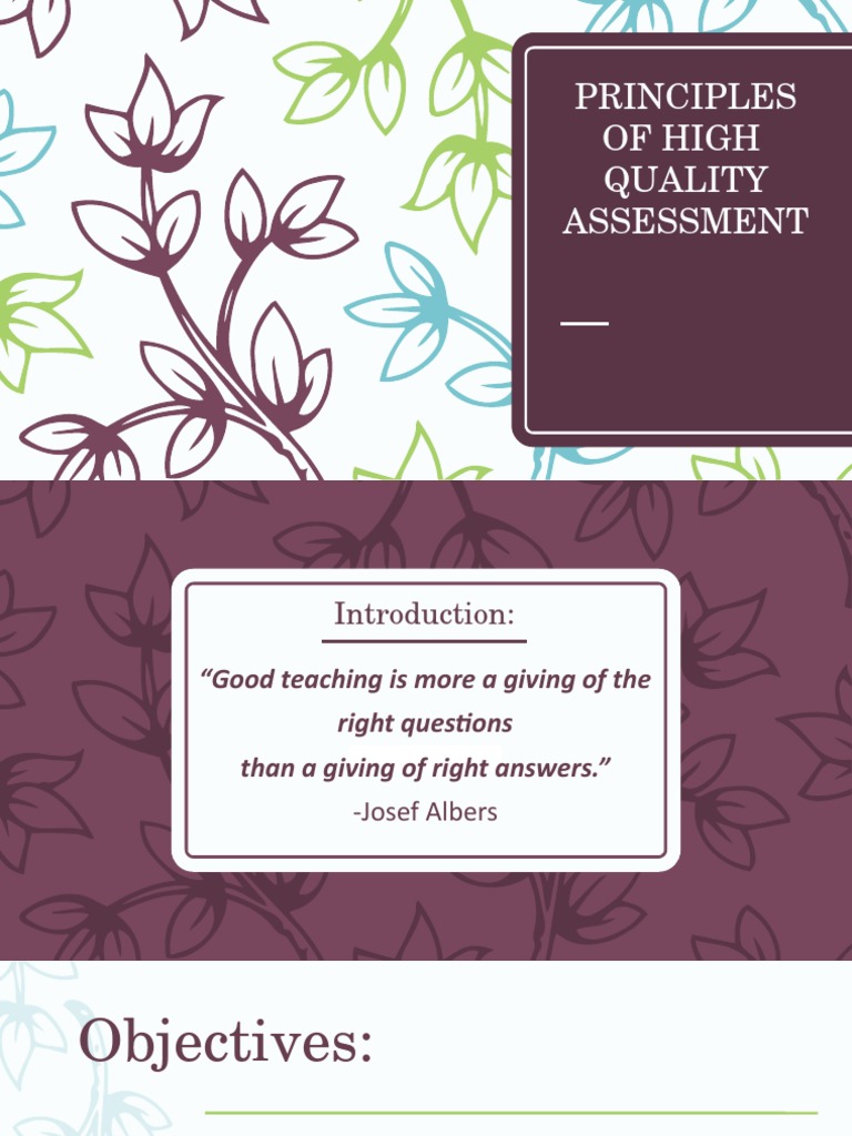 Principles of High Quality Assessment | PDF | Educational Assessment ...