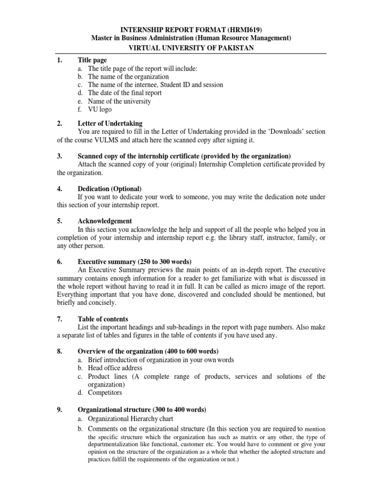 Internship Report Format HRMI619 | PDF | Employment | Recruitment