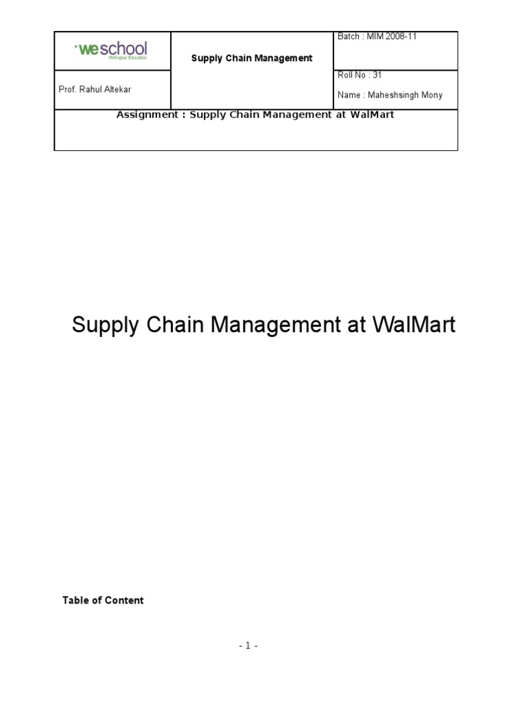 31 Singh Mony SCM at Walmart | PDF | Walmart | Supply Chain