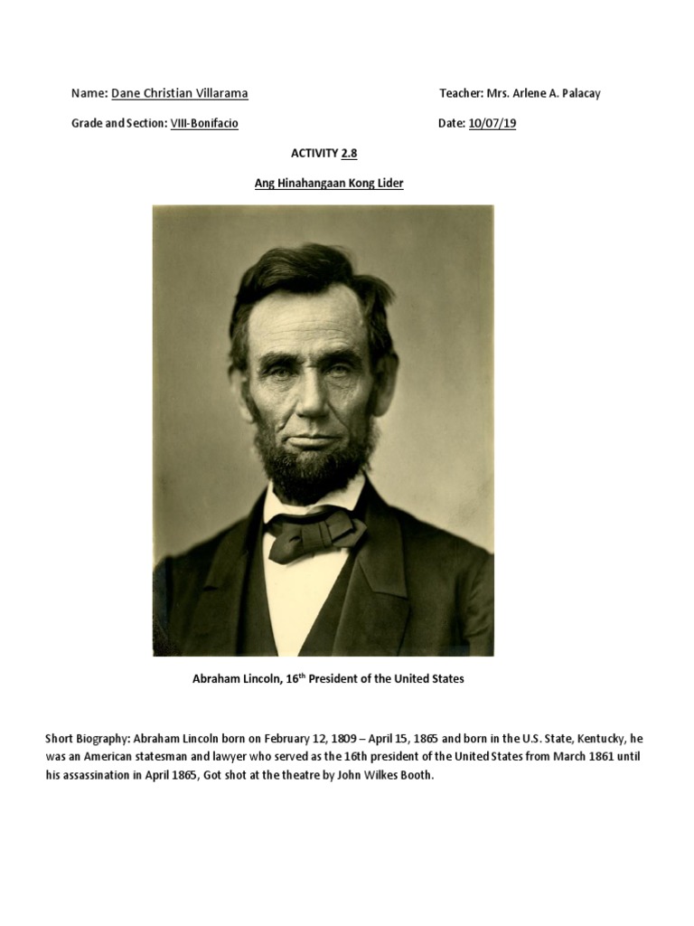 Biography About Abraham Lincoln and Questions (Extra) | PDF