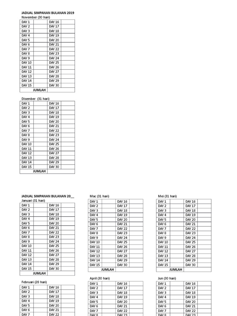 Jadual Simpanan Bulanan | PDF | Games & Activities | Home & Garden