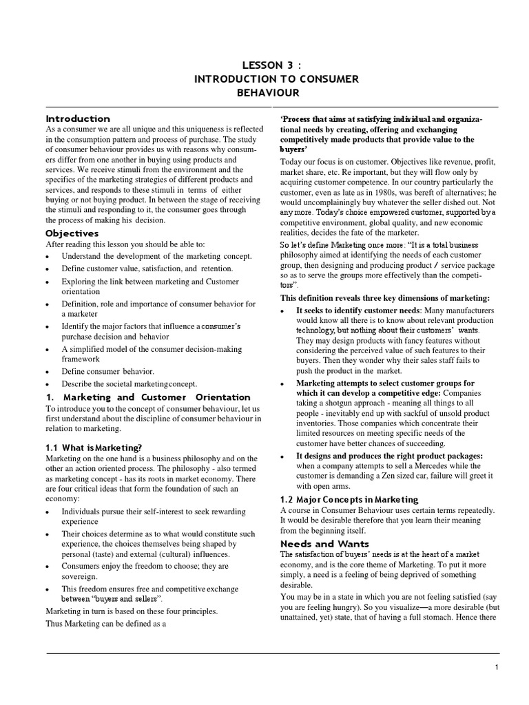 LESSON 3 - Consumer Behavior | PDF | Consumer Behaviour | Marketing