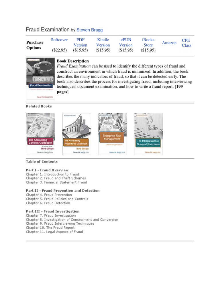 Fraud Examination Book Overview | PDF