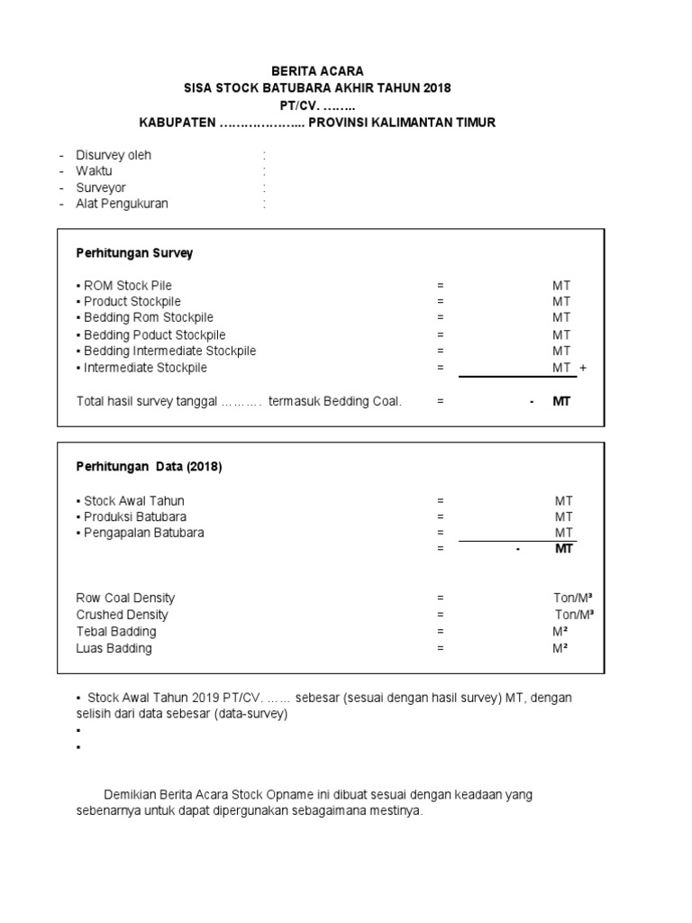 BA Stock Opname Contoh PDF | PDF