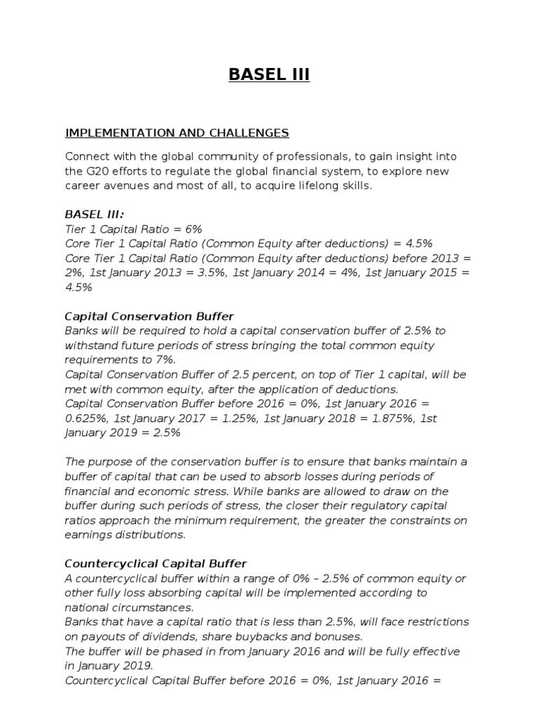 Basel Iii: Implementation and Challenges | PDF | Basel Iii | Capital Requirement