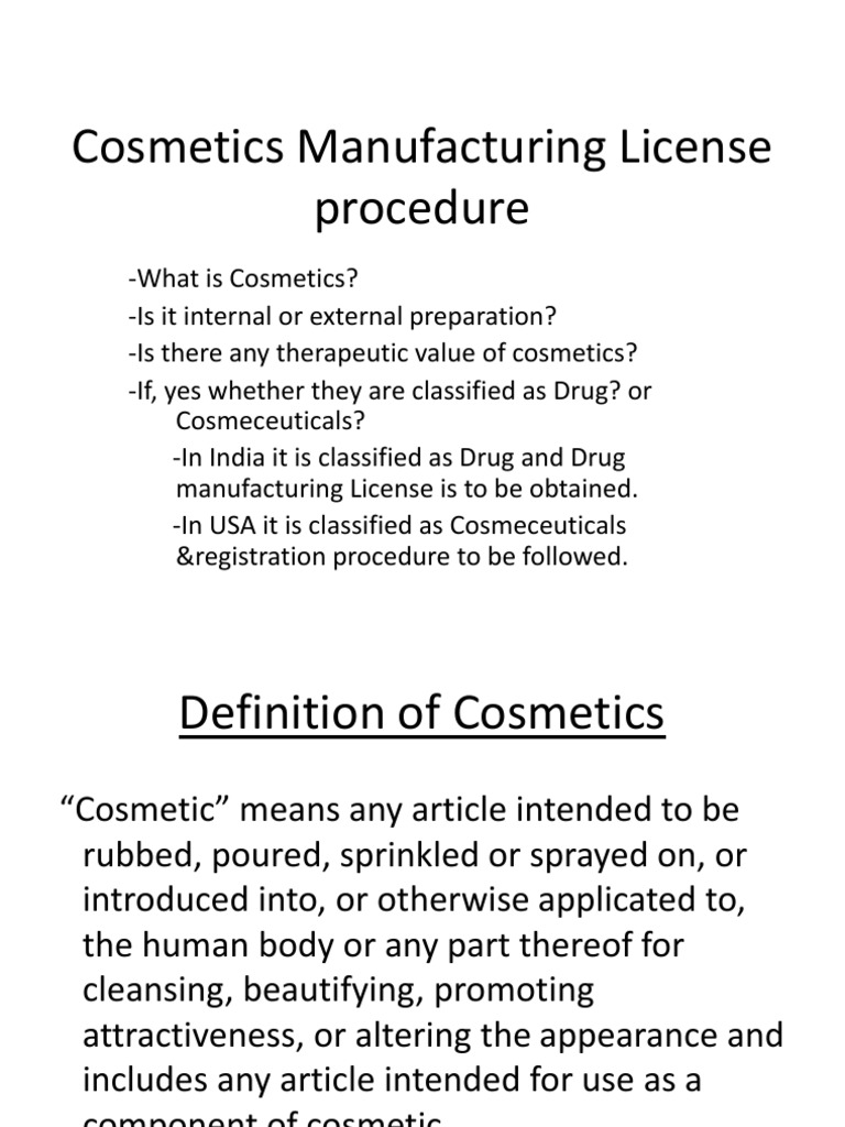 Cosmetics Manufacturing License procedure-KMP | PDF | License | Cosmetics