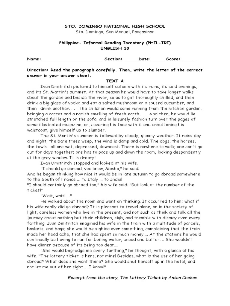 Grade 10 Phil Iri | PDF | Inca Empire | The United States