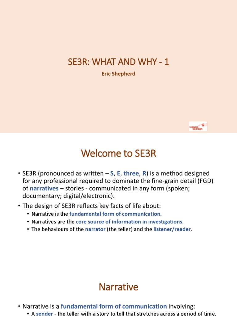SE3R What and Why - Part 1 | PDF | Narrative | Communication