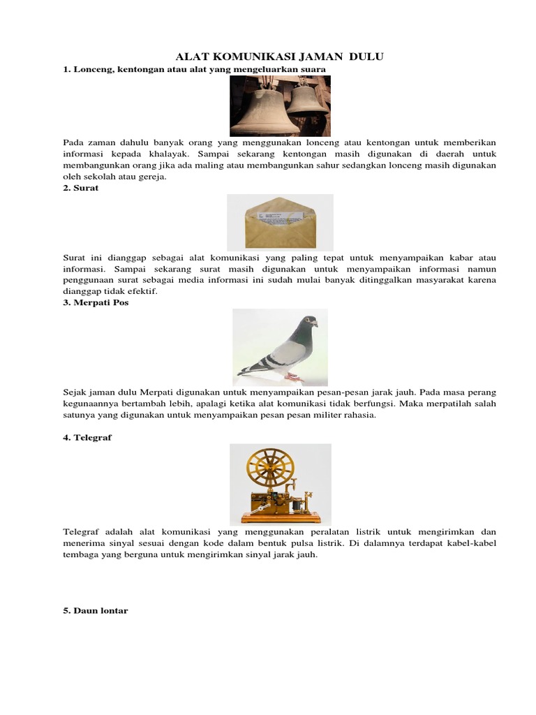 Alat Komunikasi Jaman Dulu | PDF