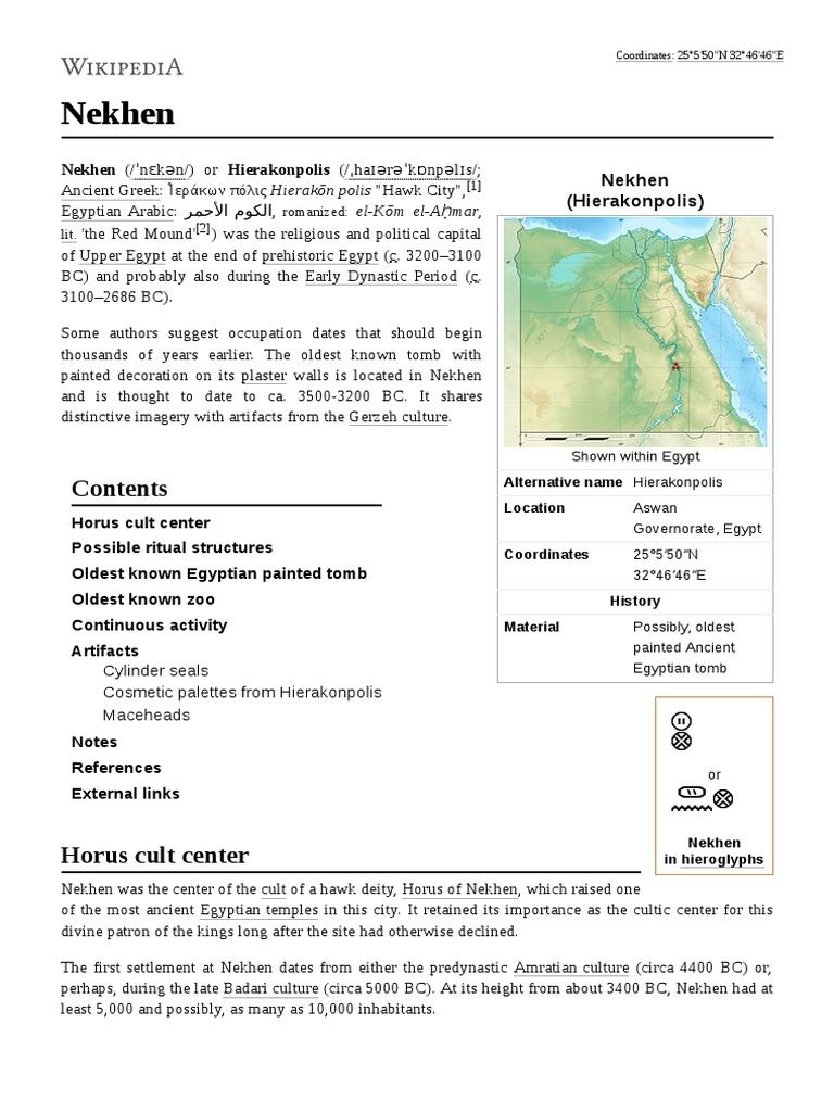 Nekhen | PDF | Ancient Egypt | Egypt
