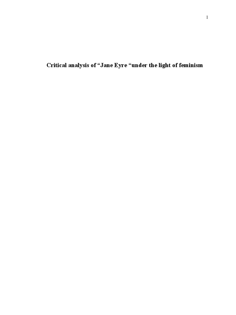 Article (Critical Analysis of "Jane Eyre "Under The Light of Feminism ...