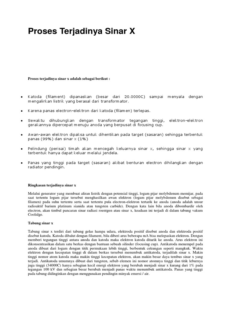 Proses Terjadinya Sinar X | PDF