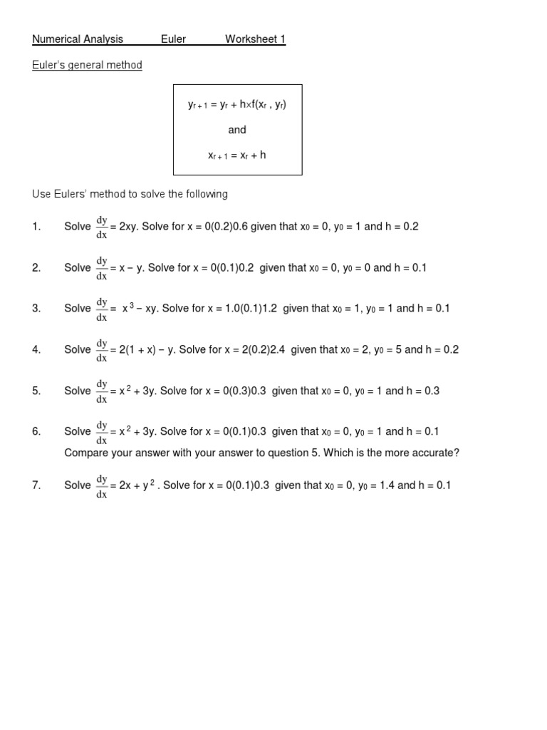 Euler Worksheet | PDF | Algorithms And Data Structures | Mathematical ...