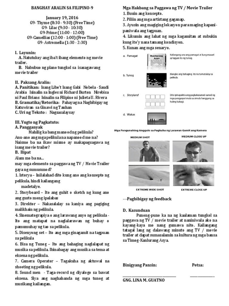 Banghay Aralin Sa Filipino | PDF