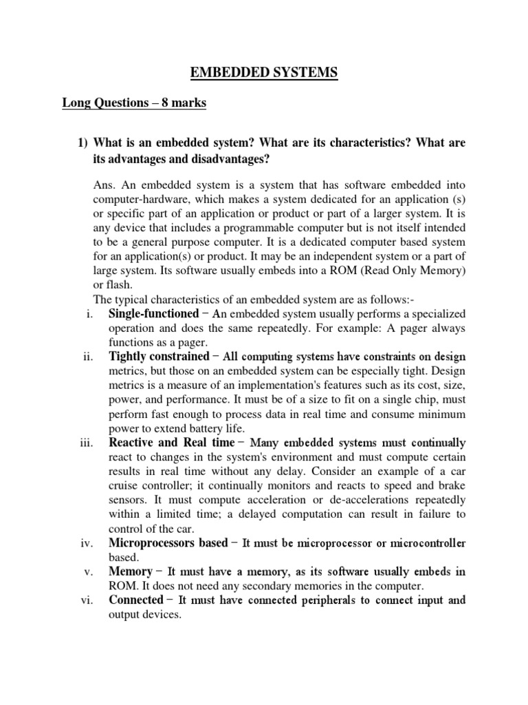 Embedded Systems - Long Questions - 8marks | PDF | Embedded System | Electronic Design