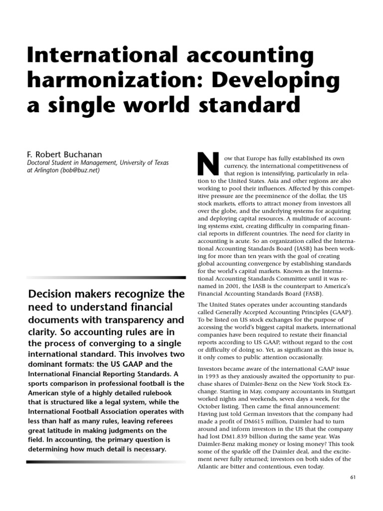 Global Accounting Standards Harmonization | PDF | Business | Finance ...