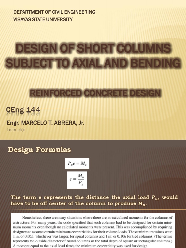 Lecture 8 - Design of Short Columns Subject To Axial and Bending | PDF ...