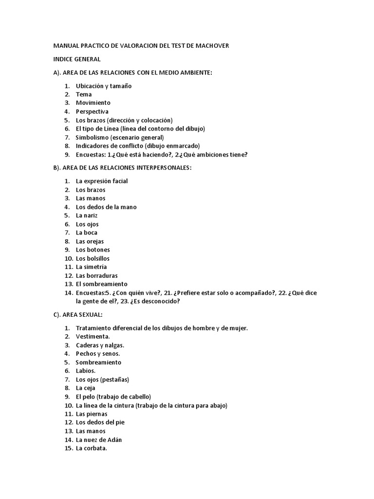 Manual Practico de Valoracion Del Test de Machover | PDF | Ciencias del ...