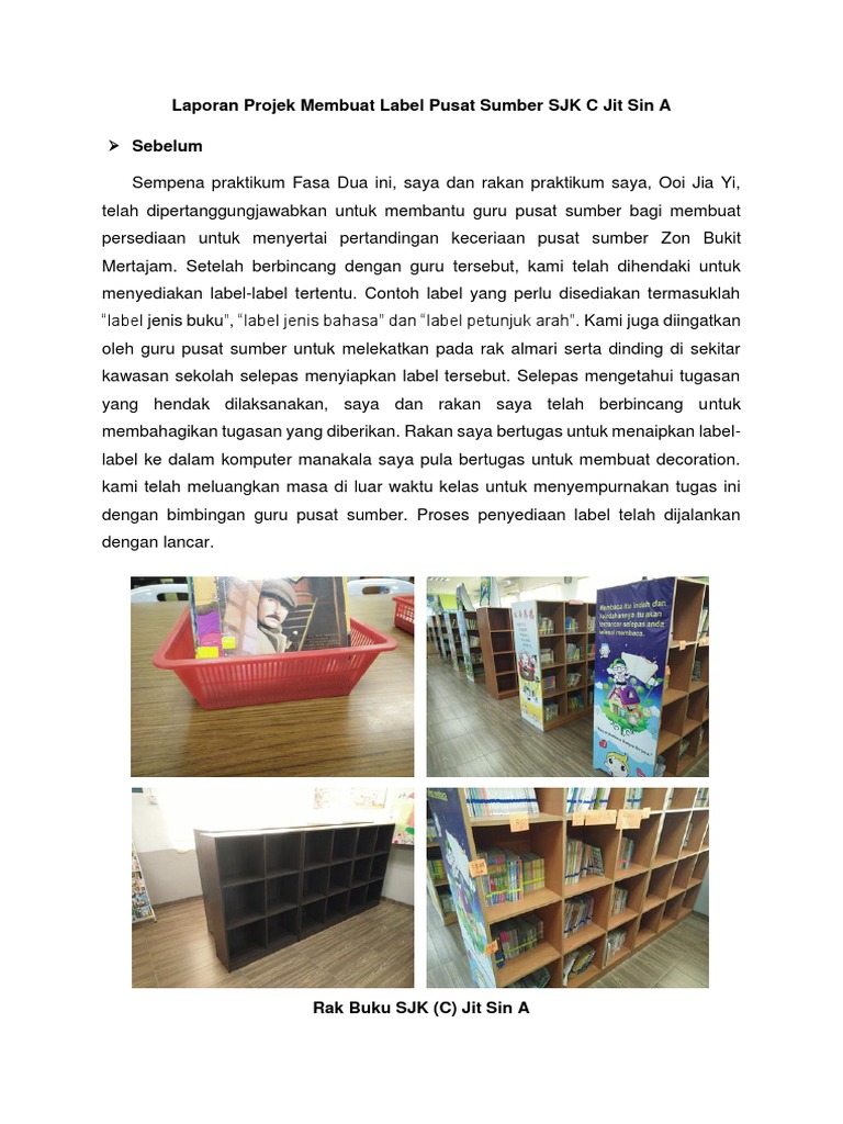 Memperbaharui Label Pusat Sumber SJK C Jit Sin A | PDF