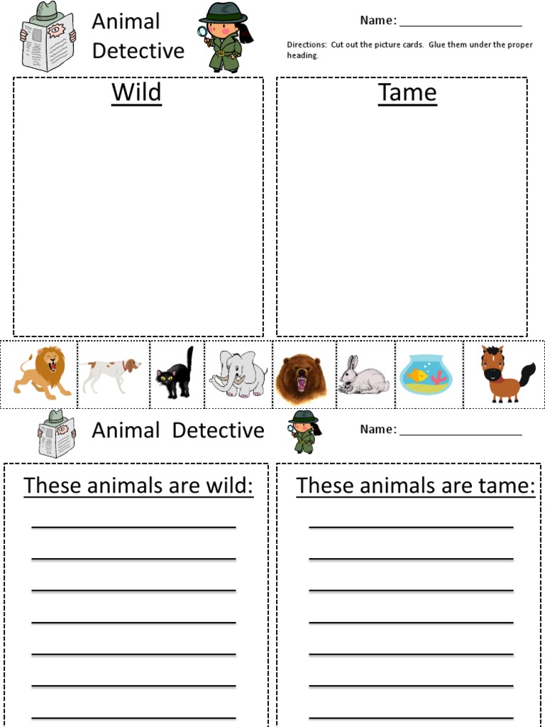 Wild vs Tame Animals Worksheet | PDF