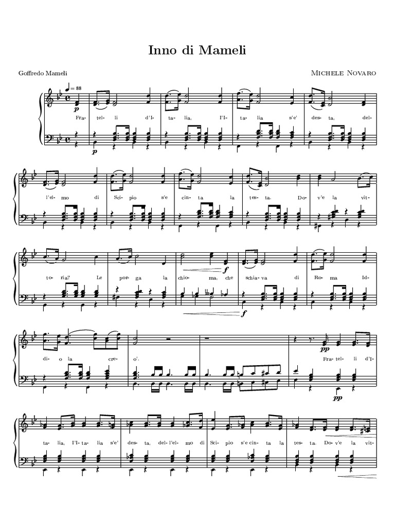 Goffredo Mameli - Inno Di Mameli | PDF