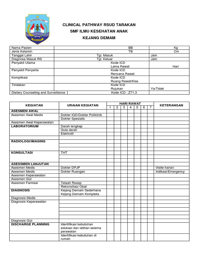 Clinical Pathway Terintegrasi Anak KDK Rsud Tarakan | PDF