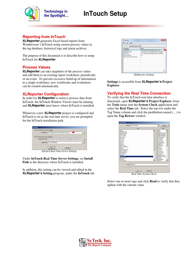XLReporter Tech - InTouch PDF | PDF | Microsoft Sql Server | Databases