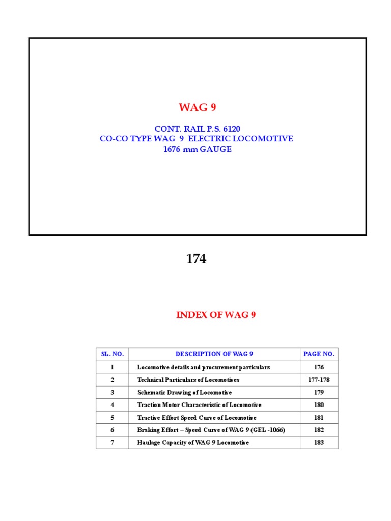 WAG-9 Locomotive Specifications Overview | PDF