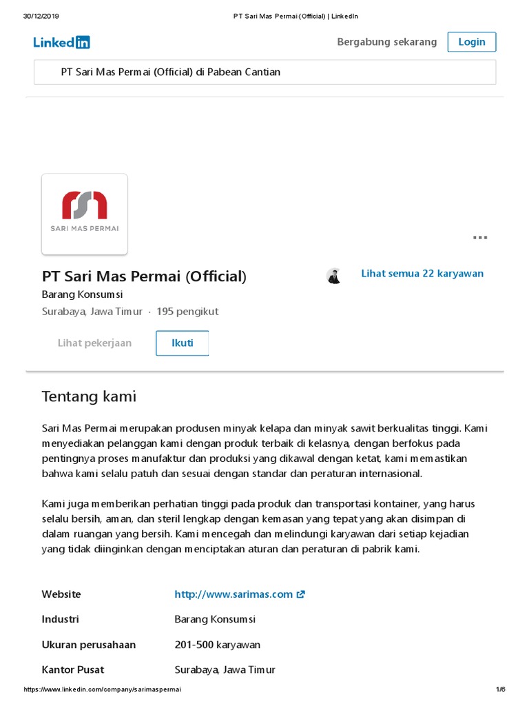 PT Sari Mas Permai (Official) - LinkedIn | PDF