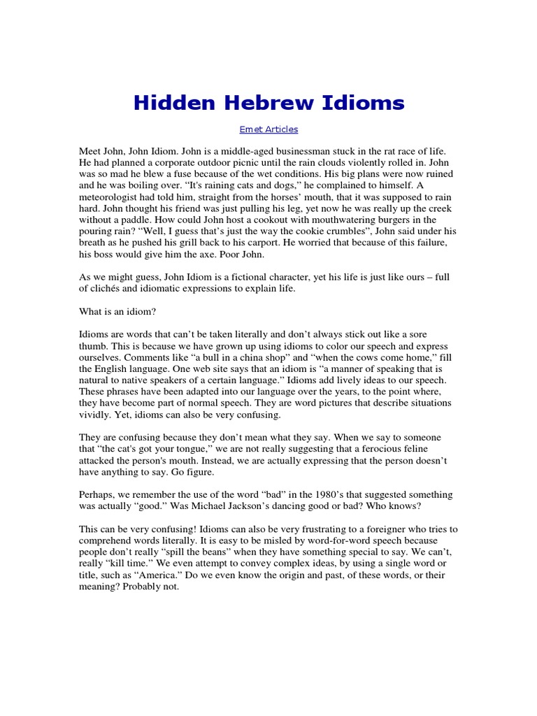 Deciphering Hidden Hebrew Idioms: Understanding Biblical Passages ...