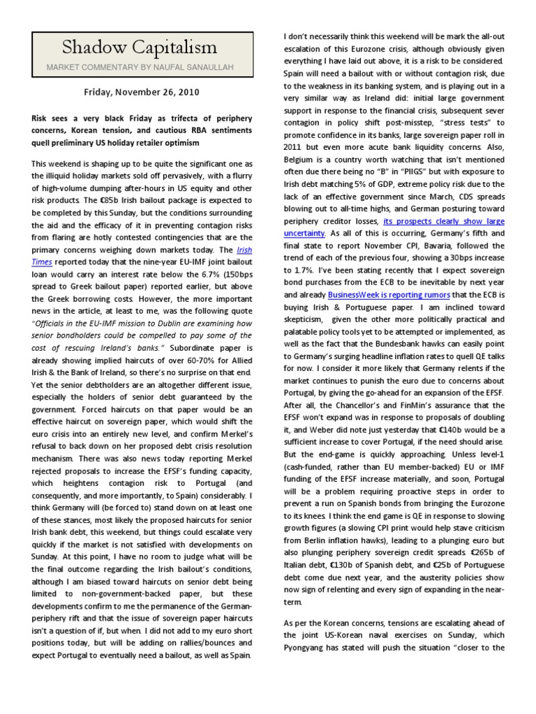 Shadow Capitalism: Friday, November 26, 2010 | PDF | European Financial ...