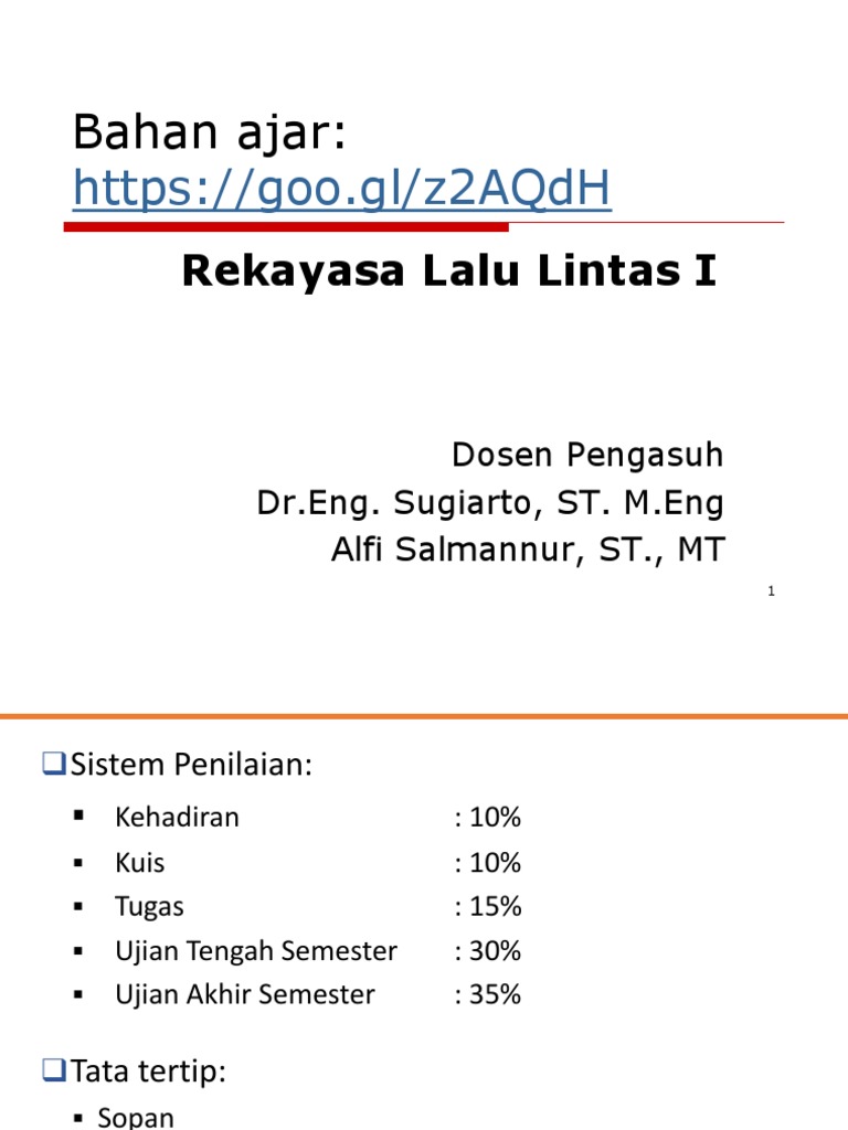 Rekayasa Lalu Lintas: Konsep dan Aplikasi | PDF