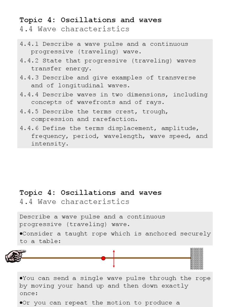 Topic 4 - 4 - Wave Characteristics | PDF | Waves | Frequency